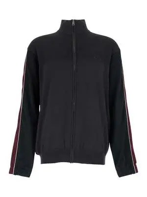 Balenciaga Black High-neck Sweatshirt With Front Zip Closure And Logo Embroidery In Cotton For - Multicolor