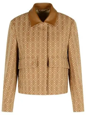Max Mara Viborg' Camel Cotton Jacquard Jacket - Brown