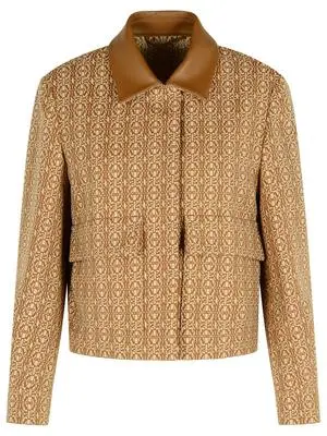 Max Mara Viborg' Camel Cotton Jacquard Jacket - Brown