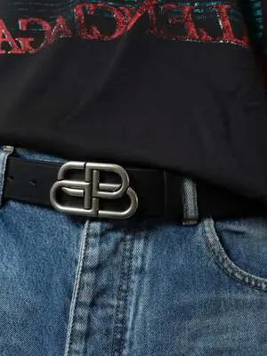 Balenciaga Bb Large Leather Belt