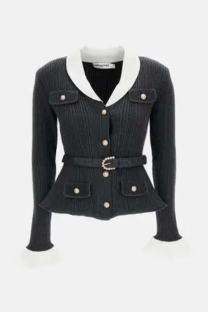 SELF-PORTRAIT Ribbed Knit Cardigan - Multicolor