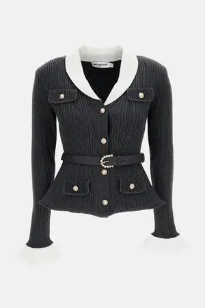 SELF-PORTRAIT Ribbed Knit Cardigan - Multicolor
