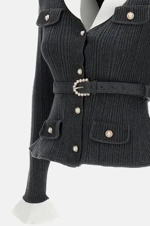 SELF-PORTRAIT Ribbed Knit Cardigan - Multicolor