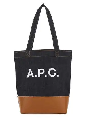 A.p.c. Two-tone Denim And Leather Axelle Shopping Bag - Multicolor