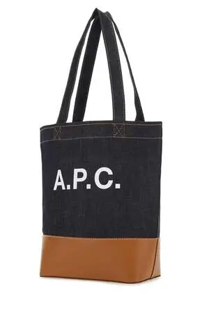 A.p.c. Two-tone Denim And Leather Axelle Shopping Bag
