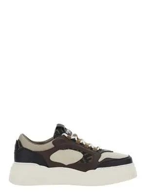 Fendi Sneaker 'force' With Ff Jacquard Details And Multicolored Chunky Leather Sole For - Multicolor
