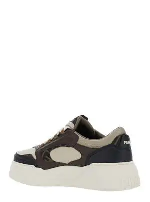 Fendi Sneaker 'force' With Ff Jacquard Details And Multicolored Chunky Leather Sole For