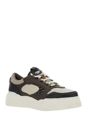 Fendi Sneaker 'force' With Ff Jacquard Details And Multicolored Chunky Leather Sole For - Multicolor