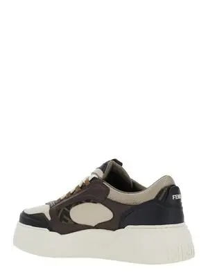 Fendi Sneaker 'force' With Ff Jacquard Details And Multicolored Chunky Leather Sole For - Multicolor