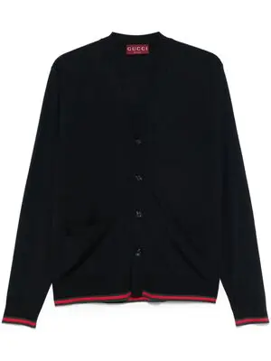 Gucci Web Detail Wool Cardigan - Multicolor