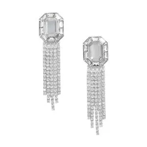 SELF-PORTRAIT Crystal Droplet Earrings - Silver