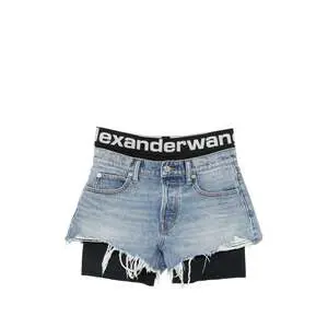 Alexander Wang Layered Denim Mini Shorts - Blue