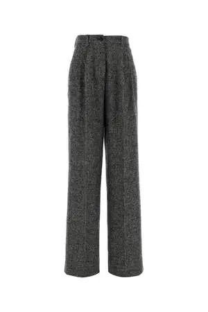 Dolce & Gabbana Embroidered Stretch Wool Blend Pant - Multicolor