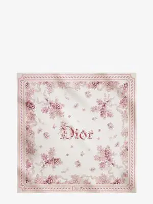 Dior Lilac Bouquet Print Silk Foulard - Multicolor