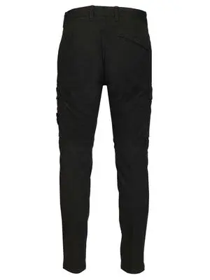 Stone Island Cargo Trousers In Broken Cotton Twill - Black