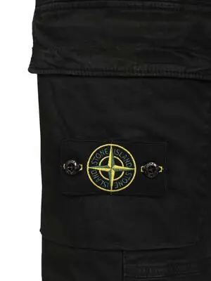 Stone Island Cargo Trousers In Broken Cotton Twill - Black