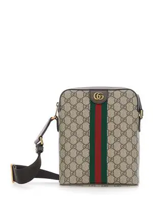 Gucci Crossbody Bag 'ophidia Piccola' With Gg All-over Motif And Metallic Logo On The Front In Gg Beige Fabric For - Multicolor