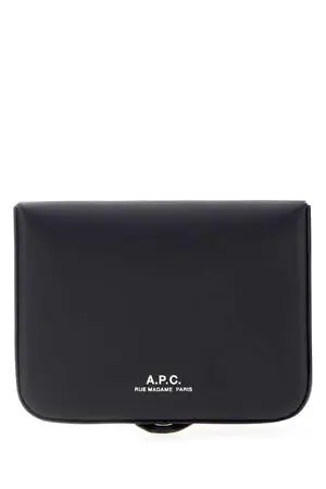 A.p.c. Navy Leather Card Holder - Blue