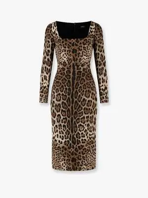 Dolce & Gabbana Midi Dress With Animal Print - Multicolor
