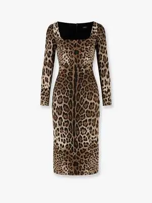 Dolce & Gabbana Animal Print Midi Dress - Multicolor