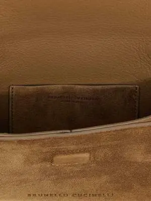 Brunello Cucinelli Suede Clutch With Jewel Decoration - Brown