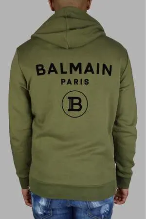 Balmain Hooded Zip Up Cardigan - Yellow
