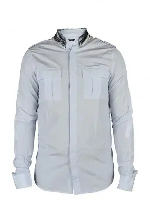 Balmain Shirt With Denim Collar - Blue