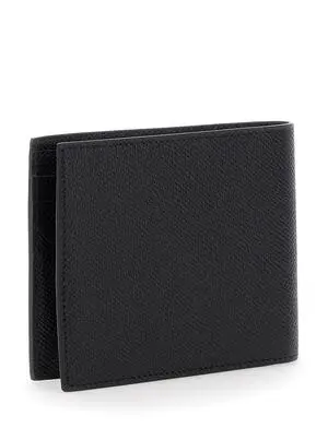 FERRAGAMO Bi-fold Wallet 'micro Gancini' With Grained Leather Logo - Black