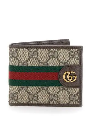 Gucci Wallet 'ophidia' With Gg Logo And Web Motif In Gg Canvas Beige - Multicolor