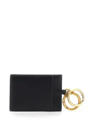 Valentino Garavani Brown Keychain With Ring Closure And Rectangular Design With Vlogo On The Front In Leather For