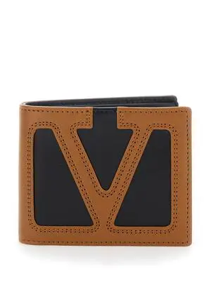 Valentino Garavani Brown Bi-fold Wallet With Contrasting Maxi Vlogo On The Front In Leather For - Multicolor