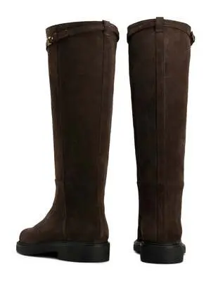 TOD'S Suede Knee High Boots - Brown