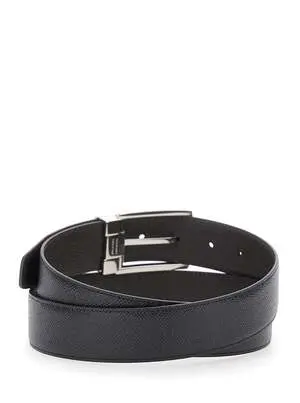 FERRAGAMO Reversible Belt With Gancini Buckle In Grained Leather For