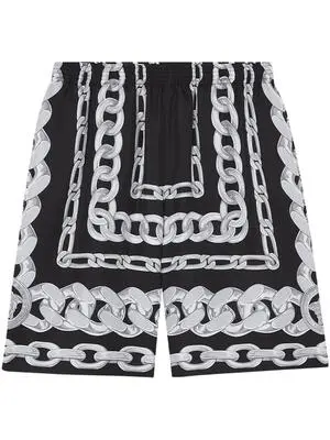 Versace Versace Men Medusa Chain Silk Shorts Multicolor