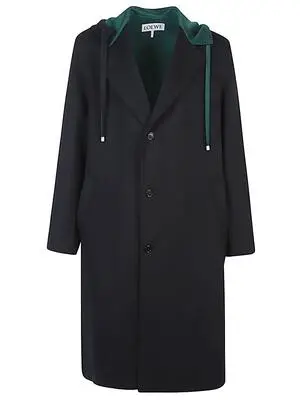 Loewe Loewe Men Wool And Cashmere Blend Hooded Coat Multicolor