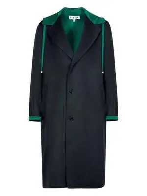 Loewe Wool And Cashmere Blend Hooded Coat - Multicolor