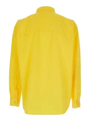 Versace Yellow Shirt With Button-down Collar And Two Patch Pockets On The Front In Cotton For