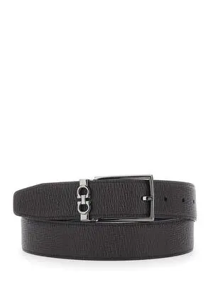 FERRAGAMO Reversible Belt With Gancini Buckle In Grained Leather