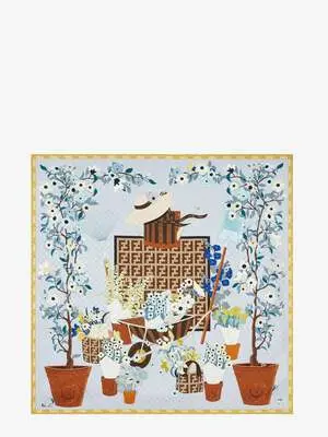 Fendi Silk Scarf With Gardening Print - Multicolor