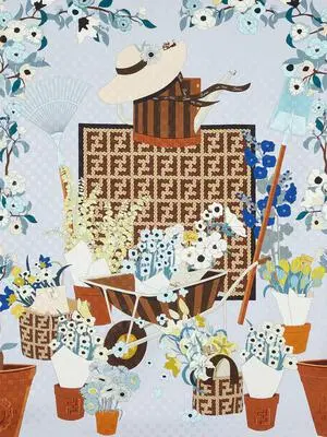 Fendi Silk Scarf With Gardening Print - Multicolor
