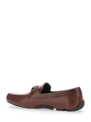 FERRAGAMO Sunsay' Loafers With Gancini Plaque On The Front In Leather For - Brown