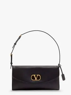 Valentino Garavani Devain Leather Shoulder Bag With Metal Vlogo Signature - Multicolor