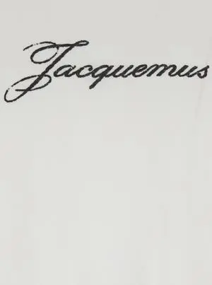 Jacquemus Le T-shirt White Crew Neck T-shirt With Logo Lettering On The Front In Cotton Blend For - Multicolor