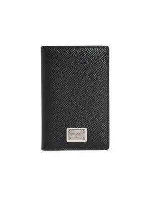 Dolce & Gabbana Fold' Dauphine Leather Card Holder - Black