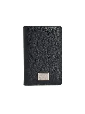 Dolce & Gabbana Fold' Dauphine Leather Card Holder - Black