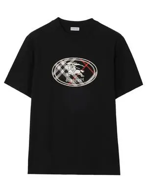 Burberry Check Knight Stamp Cotton T-shirt - Black