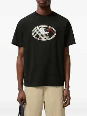 Burberry Check Knight Stamp Cotton T-shirt - Black