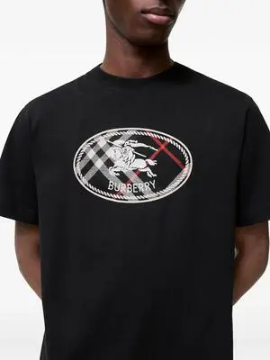 Burberry Check Knight Stamp Cotton T-shirt - Black