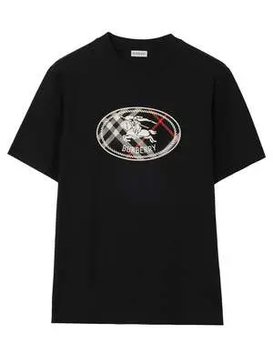 Burberry Check Knight Stamp Cotton T-shirt - Black