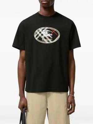Burberry Check Knight Stamp Cotton T-shirt - Black